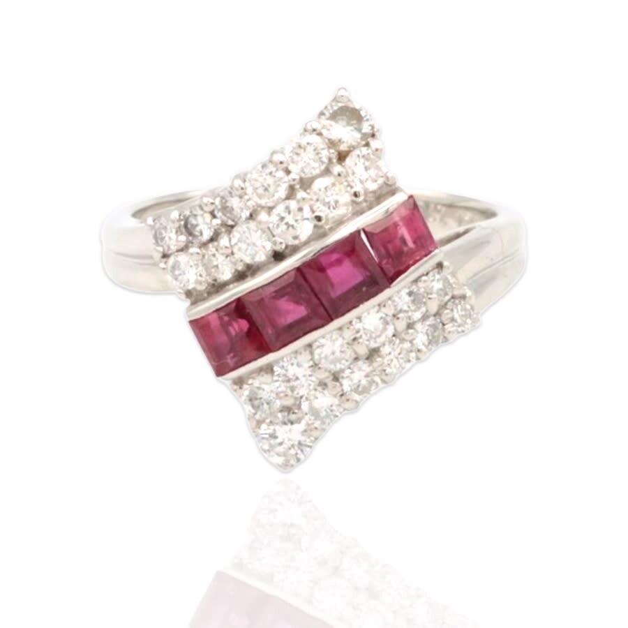 Estate Jewelry Pre-Owned Platinum Diamond Ruby Ring 61162 - Pre-Owned ...