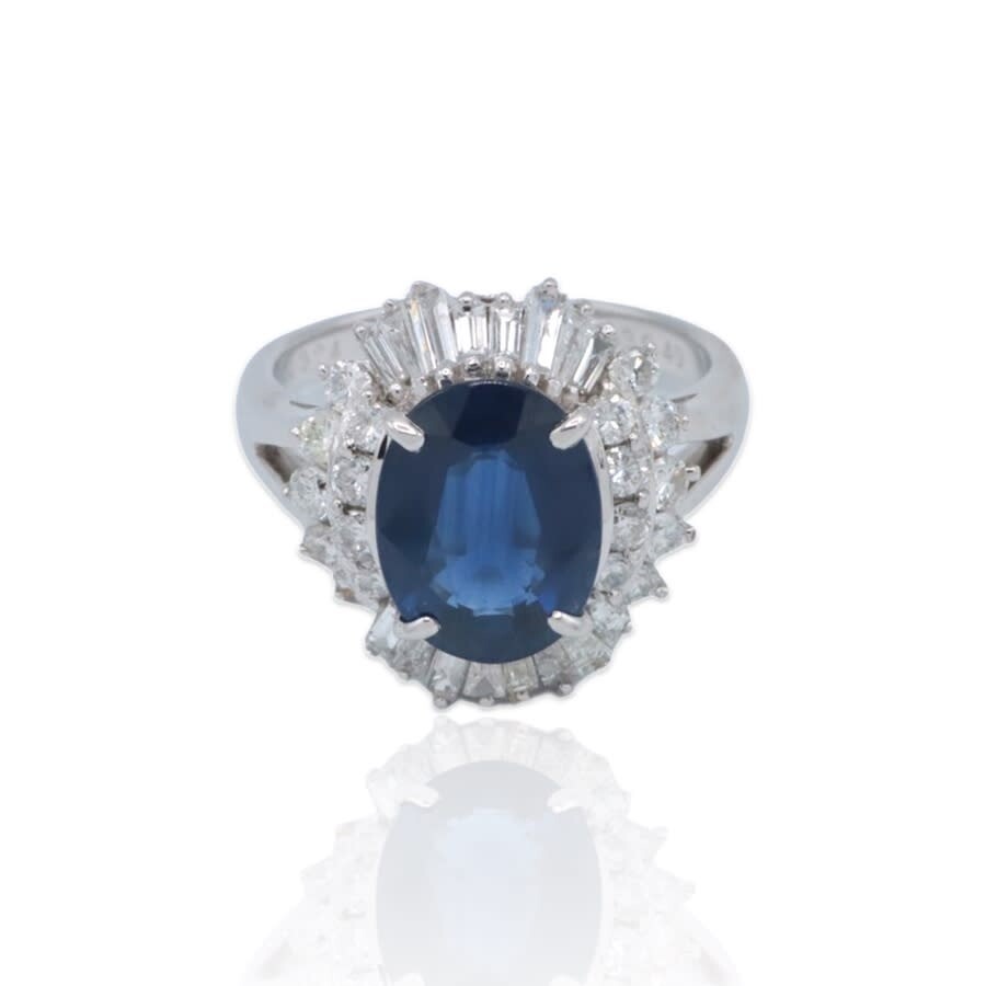 Estate Jewelry Pre-Owned Platinum Diamond Sapphire Ring 61169 - Pre ...