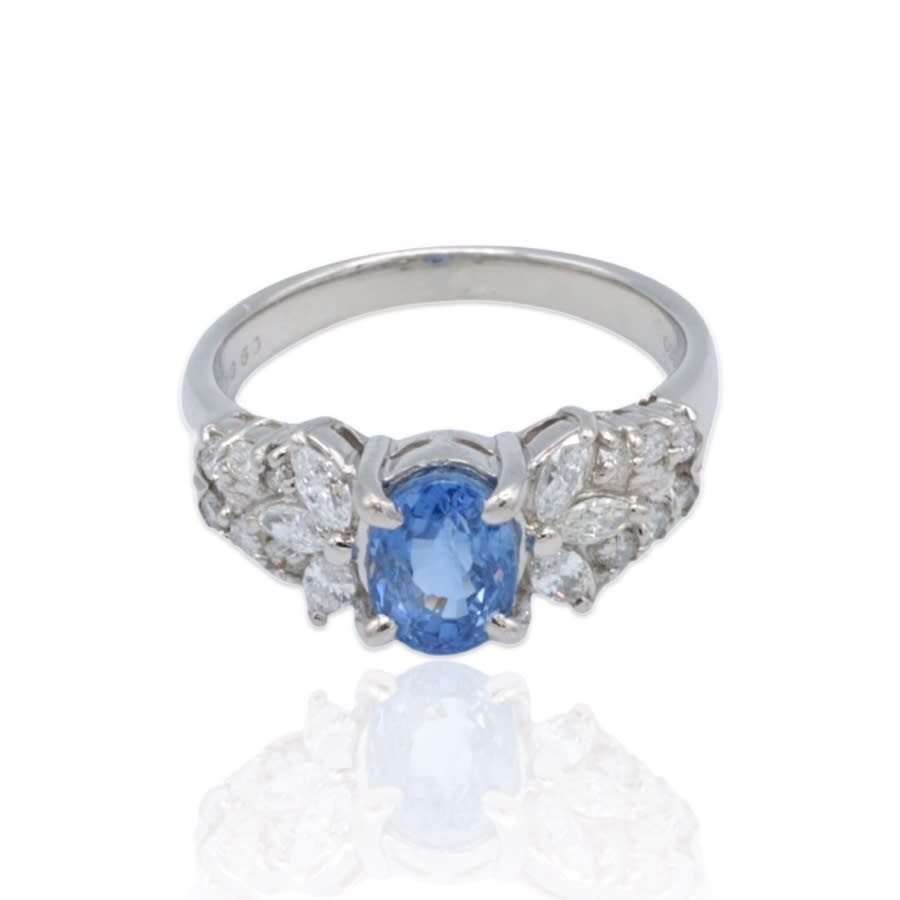 Estate Jewelry Pre-Owned Platinum Diamond & Sapphire Ring 61303 - Pre ...