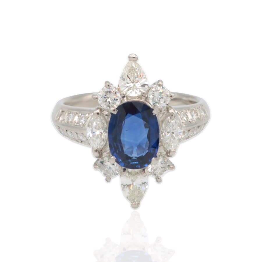 Estate Jewelry Pre-Owned Platinum Diamond & Sapphire Ring 61310 - Pre ...