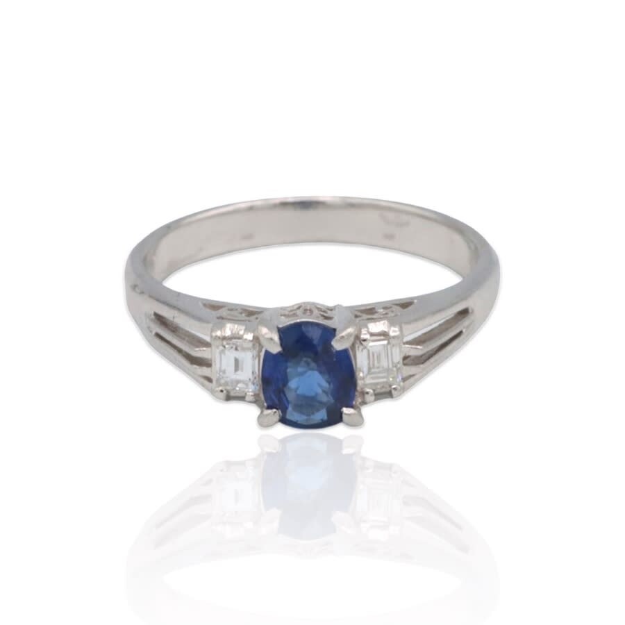 Estate Jewelry Pre-Owned Platinum Diamond & Sapphire Ring 61363 - Pre ...