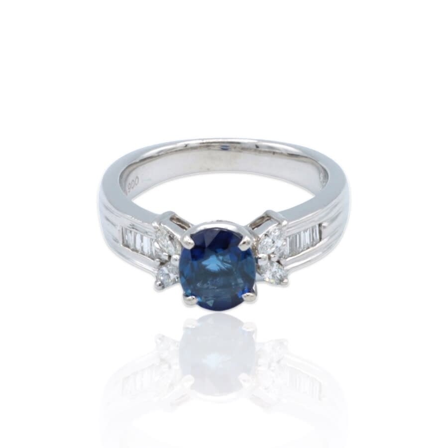 Estate Jewelry Pre-Owned Platinum Diamond & Sapphire Ring 62988 - Jomashop