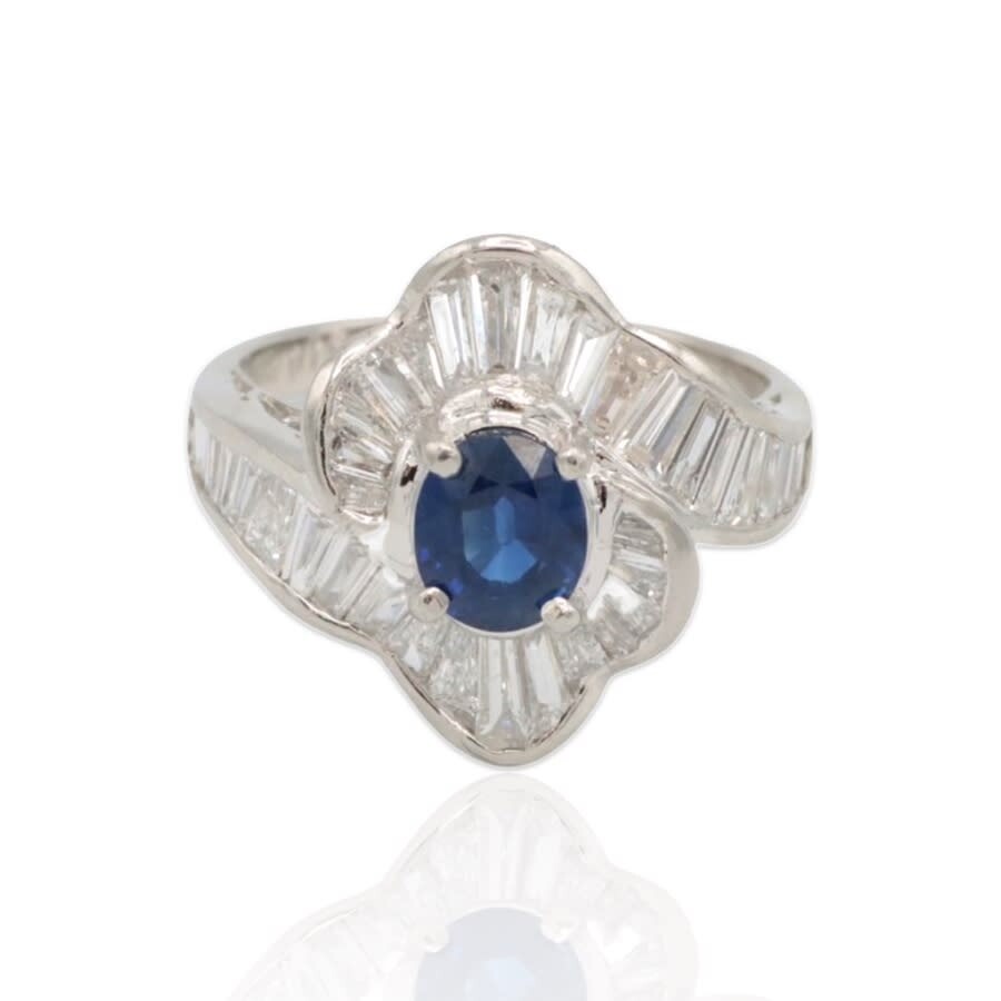 Estate Jewelry Pre-Owned Platinum Diamond & Sapphire Ring 63388 - Pre ...