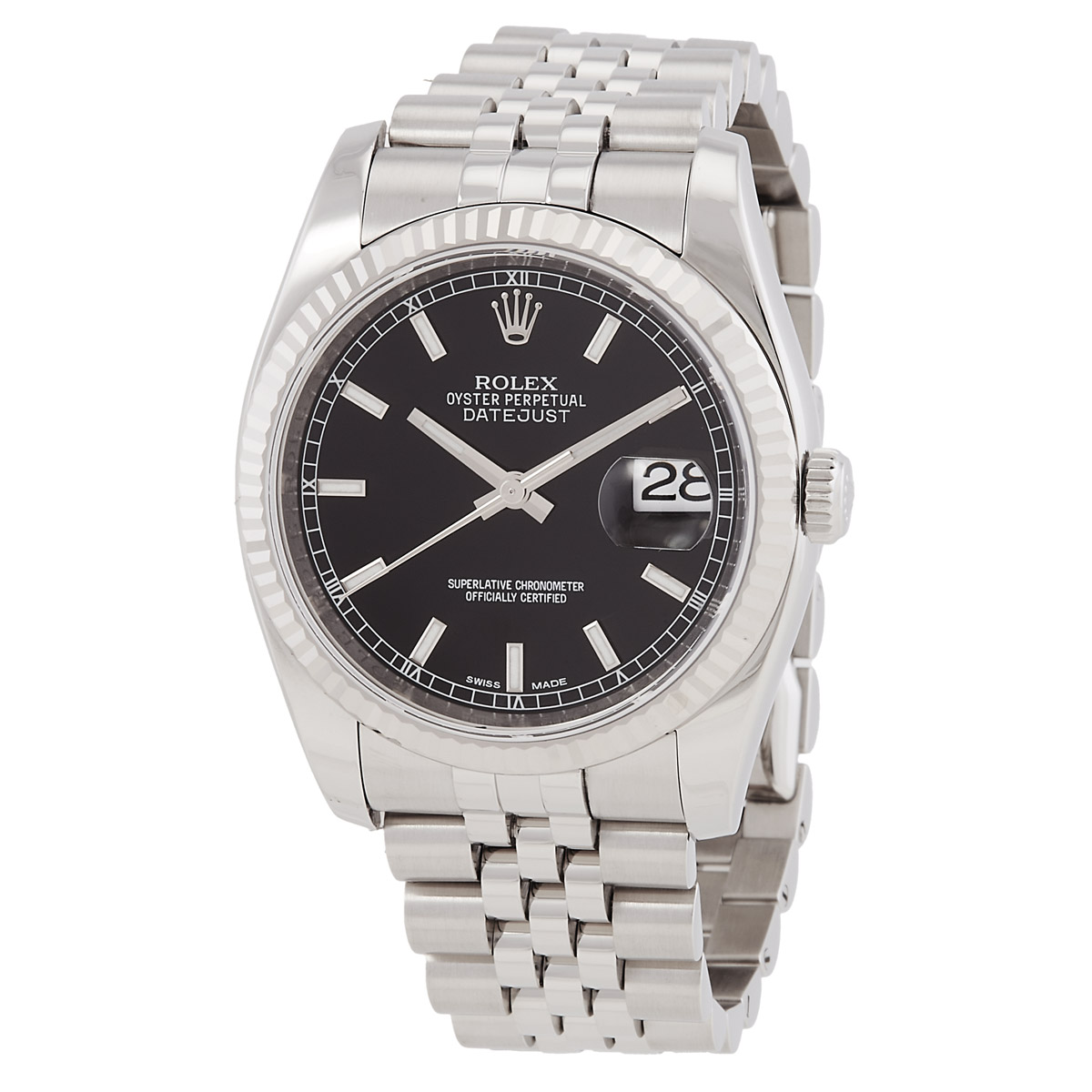 Rolex Pre-owned Pre-owned Oyster Perpetual 36 mm Black Dial Stainless ...