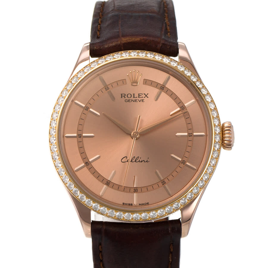 Rolex Pre-owned Rolex Cellini Automatic Chronometer Diamond Pink Dial ...