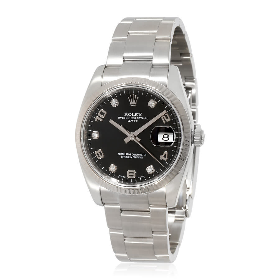 Rolex Pre-owned Rolex Date Automatic Chronometer Diamond Black Dial ...