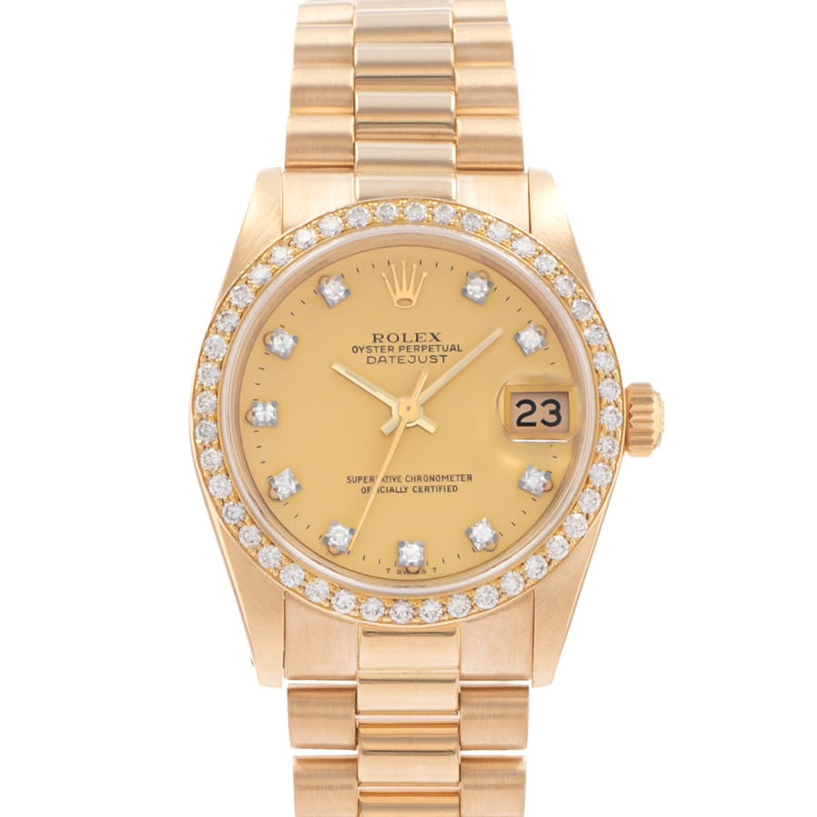 Rolex Pre-owned Rolex Datejust 31 Automatic Diamond Champagne Dial Men ...
