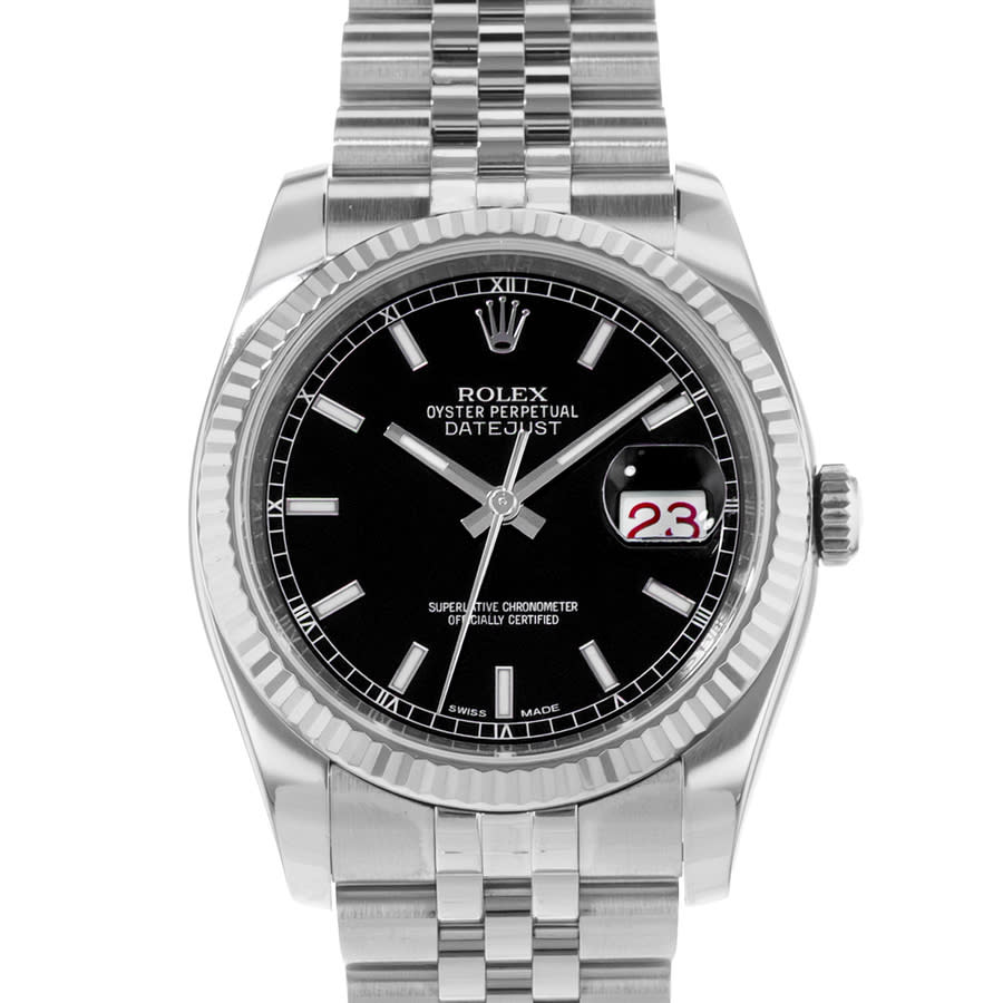 Rolex Pre-owned Rolex Datejust 36 Automatic Chronometer Black Dial Men ...