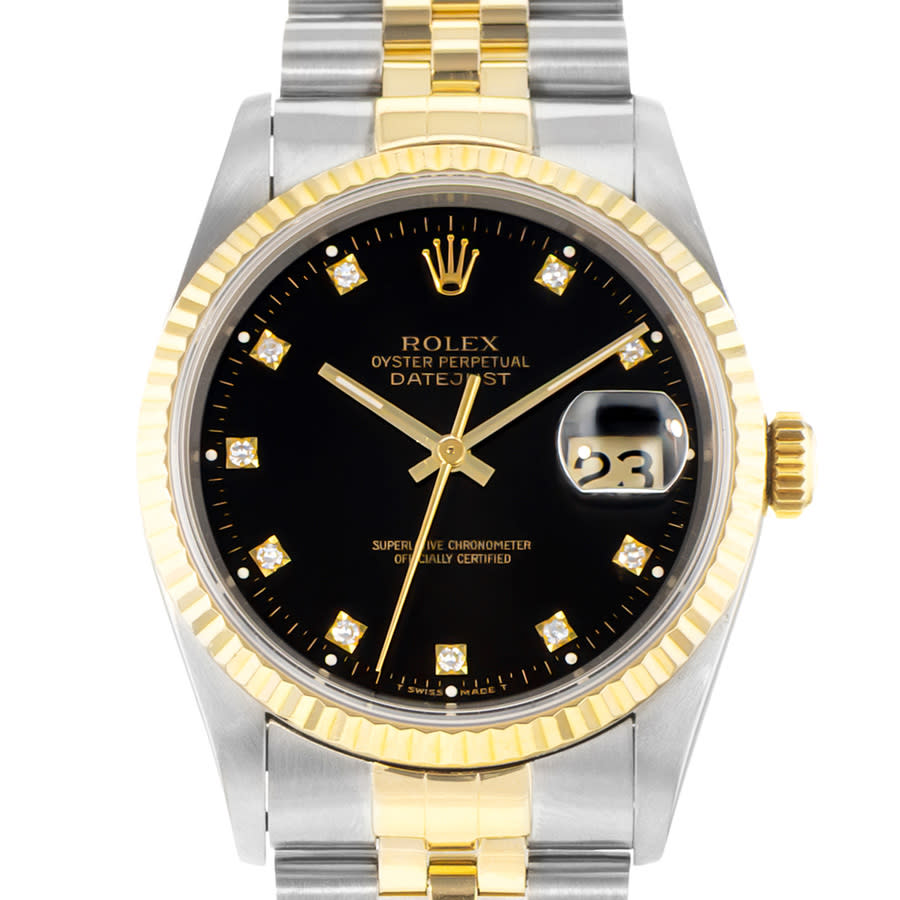 Rolex Pre-owned Rolex Datejust 36 Automatic Chronometer Black Dial Men ...