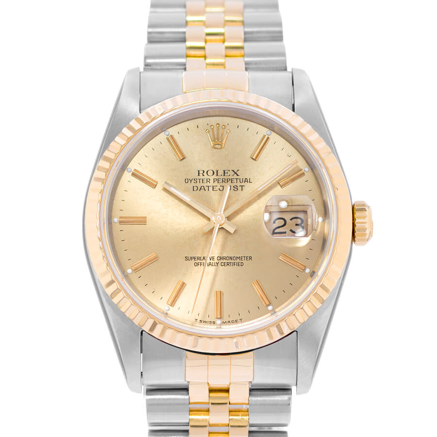Rolex Pre-owned Rolex Datejust 36 Automatic Chronometer Champagne Dial ...