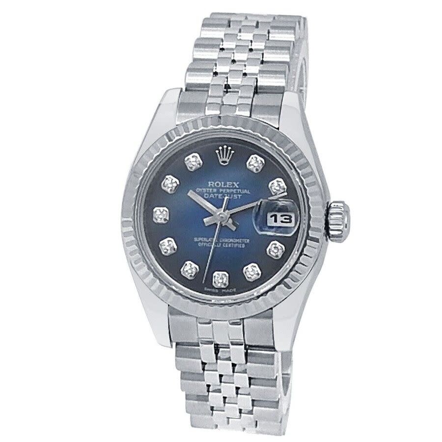 Rolex Pre-owned Rolex Datejust Automatic Chronometer Diamond Blue Dial ...