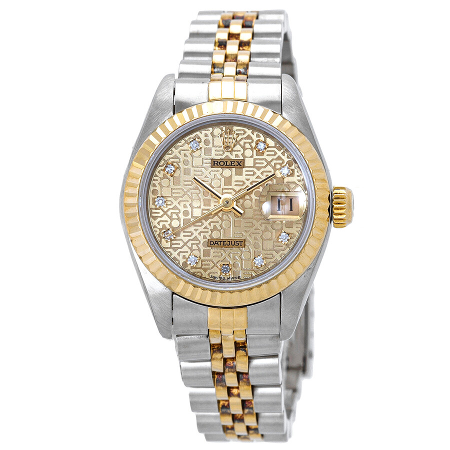 Rolex Pre-owned Rolex Datejust Automatic Diamond Gold Dial Ladies Watch ...
