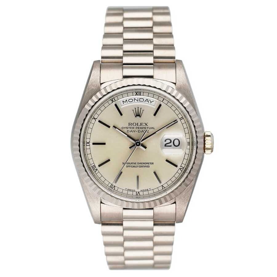 Rolex Pre-owned Rolex Day Date Automatic Chronometer Silver Dial Men's ...