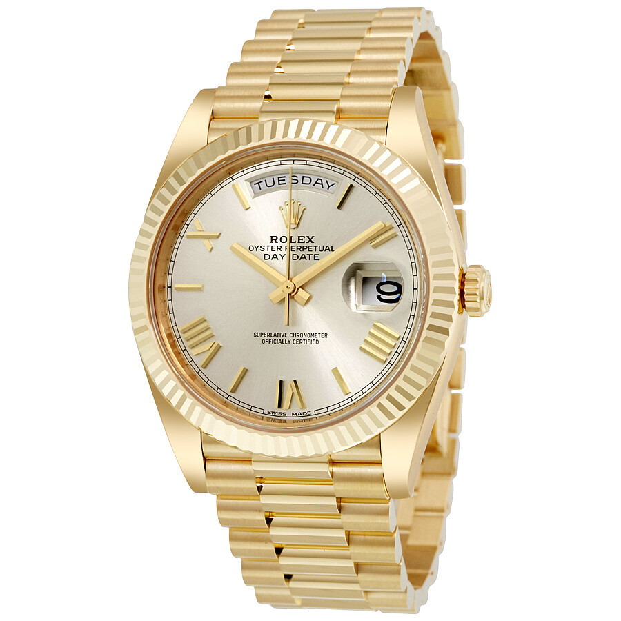 Rolex Pre-owned Rolex Day-Date Automatic Chronometer Silver Dial Men's ...