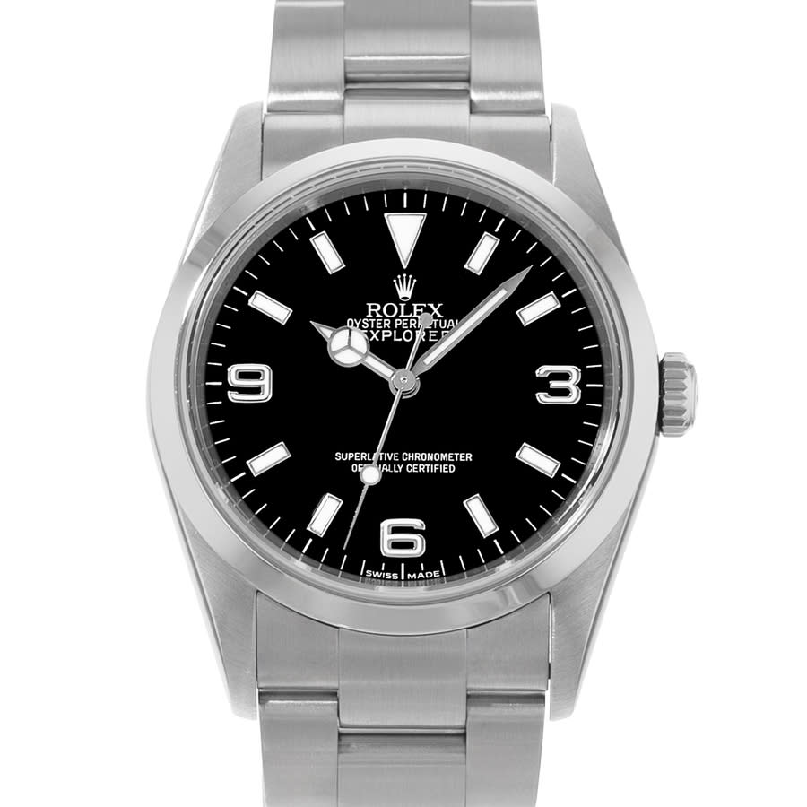 Rolex Pre-owned Rolex Explorer 36 Automatic Chronometer Black Dial Men ...