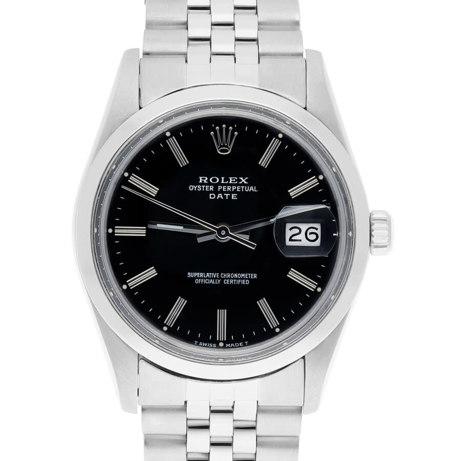 Rolex Pre-owned Rolex Oyster Perpetual Date Automatic Black Dial Ladies ...