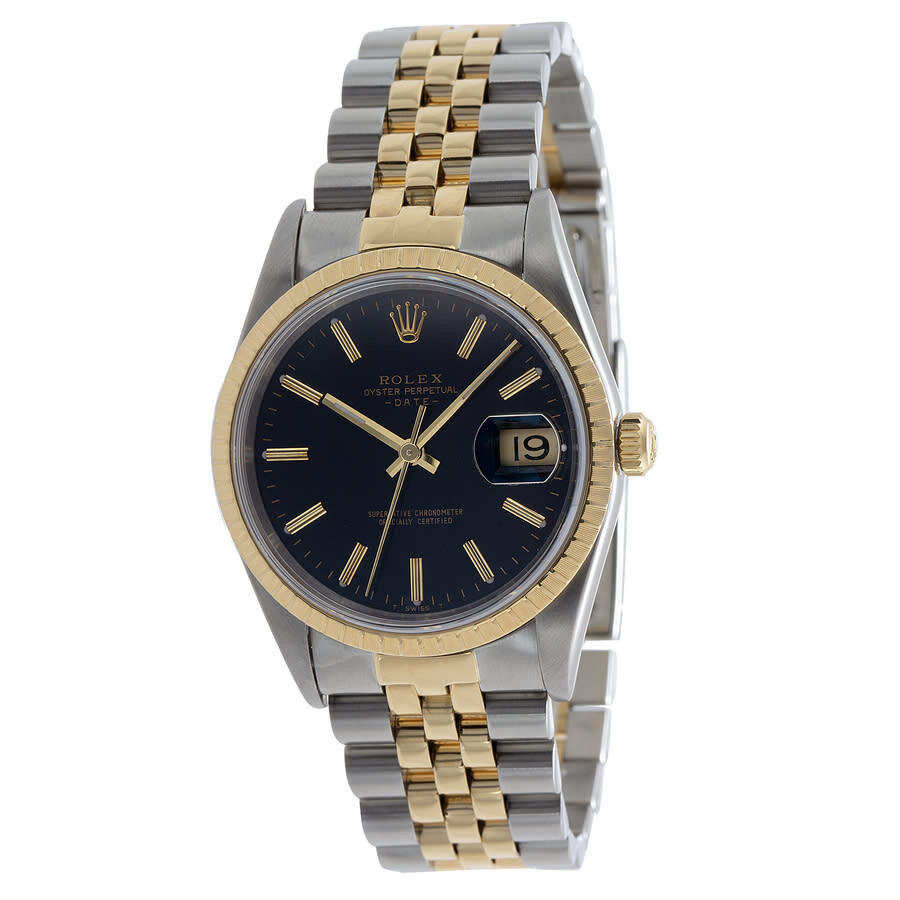 Rolex Pre-owned Rolex Oyster Perpetual Date Automatic Chronometer Black ...