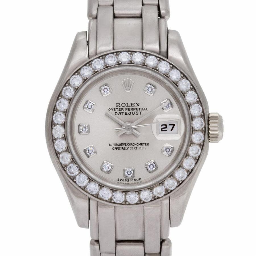 Rolex Pre-owned Rolex Pearlmaster Automatic Diamond Silver Dial Ladies ...