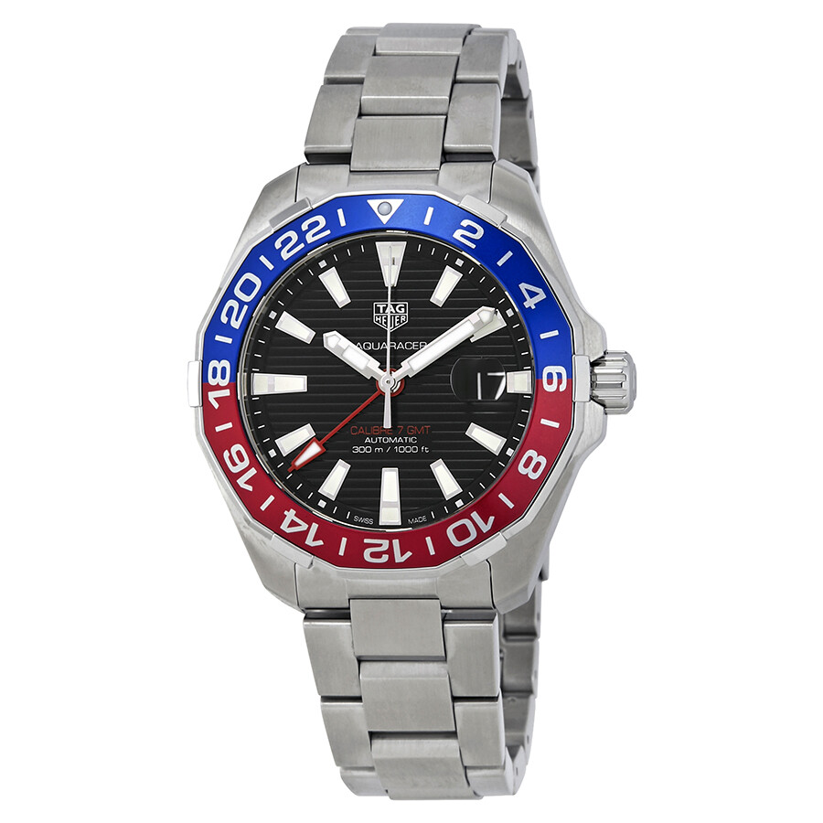 Tag Heuer Pre-owned Tag Heuer Aquaracer GMT Black Opalin Dial Men's Watch WAY201F.BA0927 ...