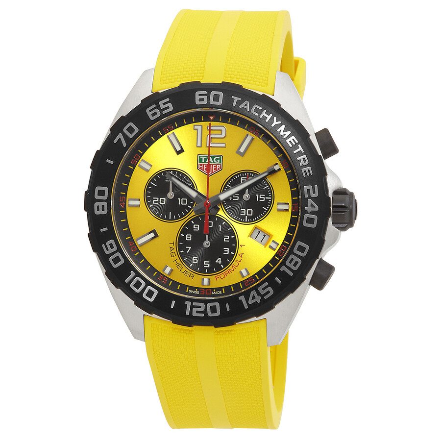 Tag Heuer Pre-owned Tag Heuer Formula 1 Chronograph Yellow Dial Men's ...