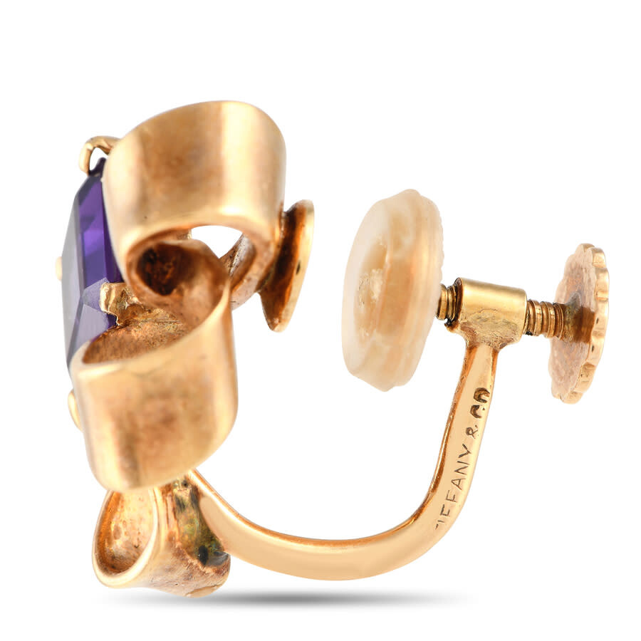 Tiffany & Co. Pre-Owned Tiffany Co. 14K Yellow Gold Amethyst Earrings ...