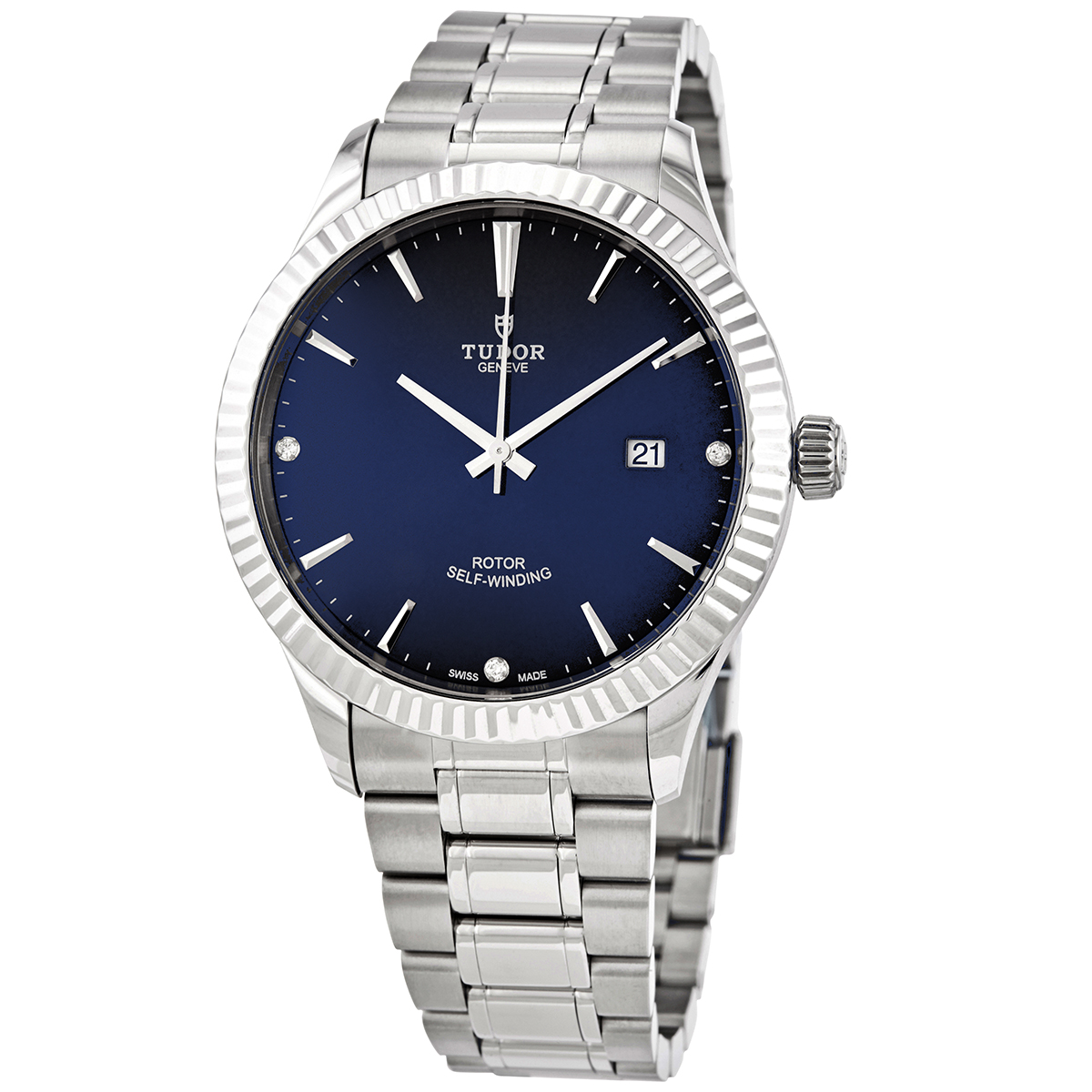 Tudor Pre-owned Tudor Style Automatic Diamond Blue Dial Men's 41 mm ...