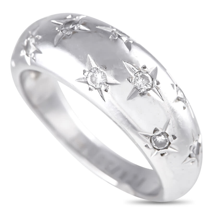 Van Cleef & Arpels Pre-Owned Van Cleef Arpels 18K White Gold 0.25ct Diamond Star Dome Ring VC01 ...