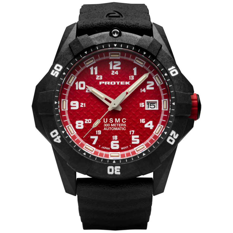 Protek Dive Usmc 1210 Automatic Red Dial Men's Watch PT1212 ...
