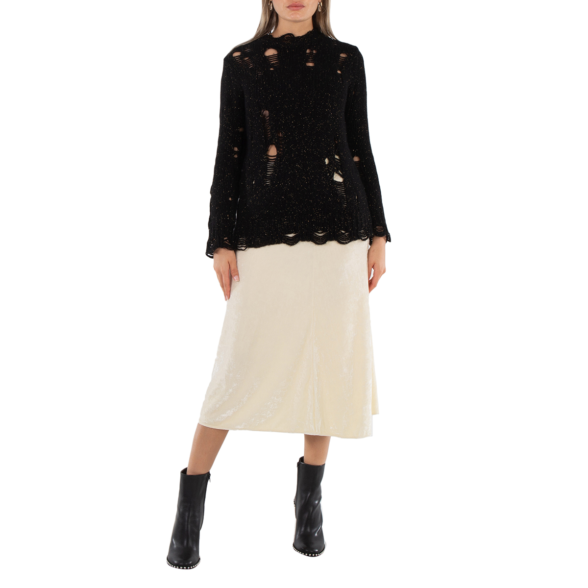 R13 Black Glitter Grunge Sweater, Size XX-Small R13WY184-Y103B ...