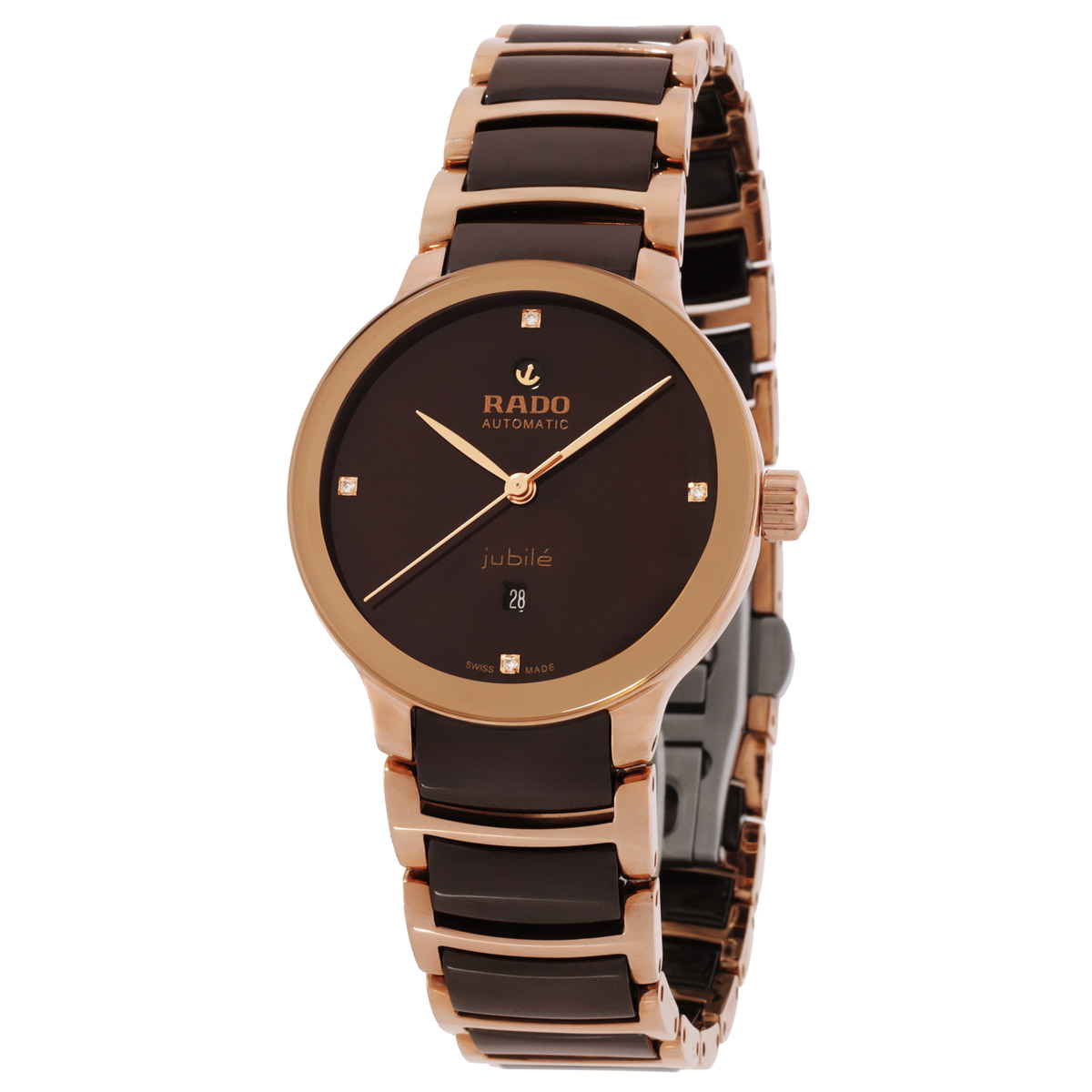 Rado Centrix Automatic Diamond Brown Dial Ladies Watch R30019712 ...
