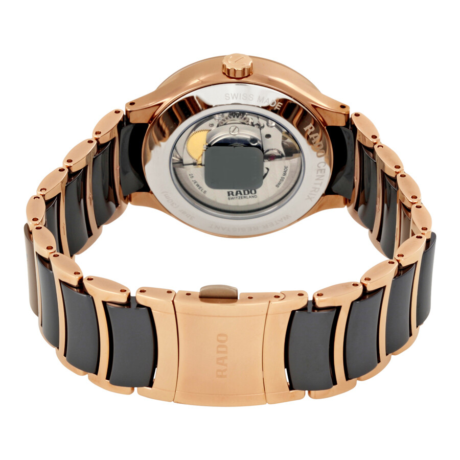 Rado Centrix Black Dial Rose Gold PVD and Ceramic Automatic Men's Watch ...