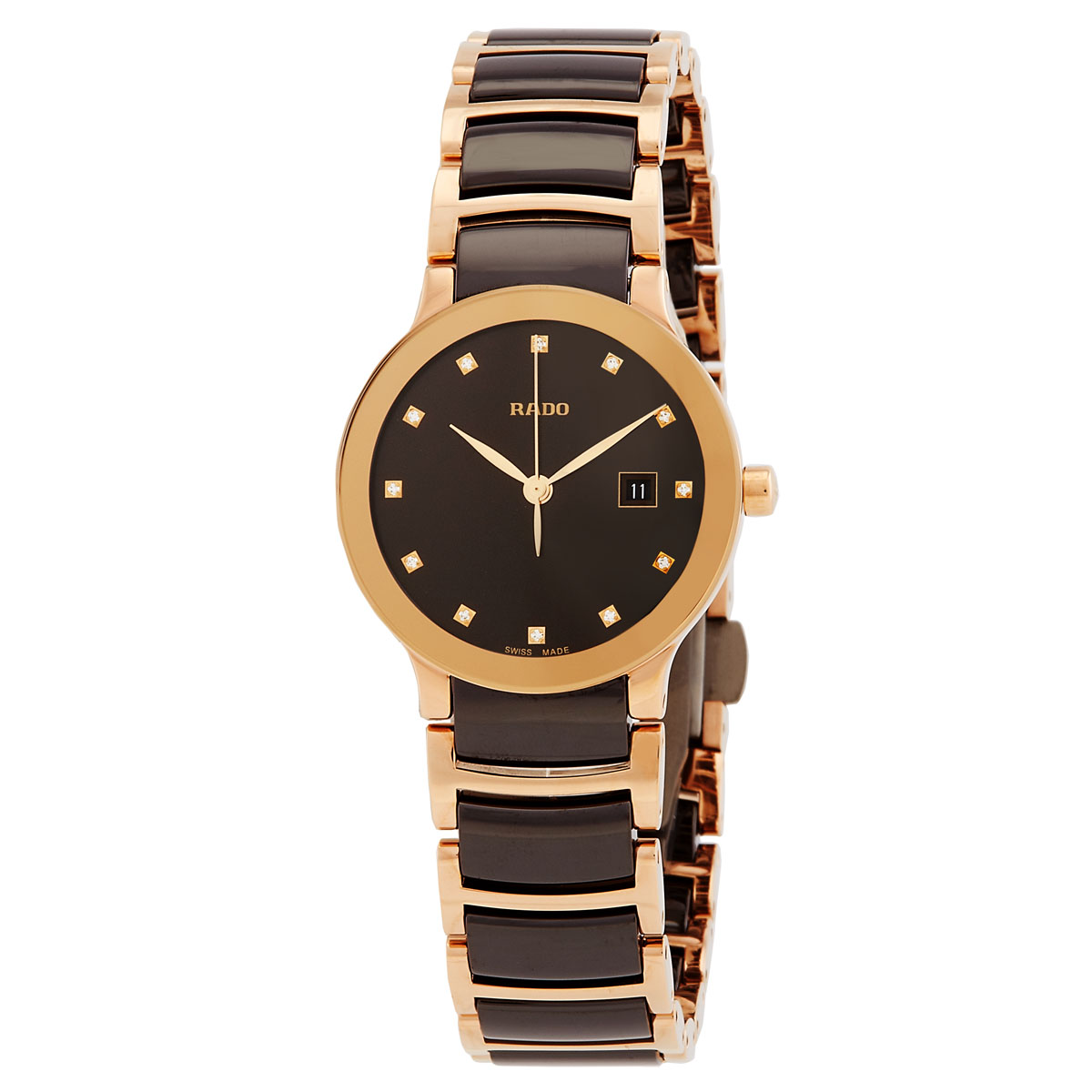 Rado Centrix Quartz Diamond Brown Dial Ladies Watch R30555724 - Watches ...