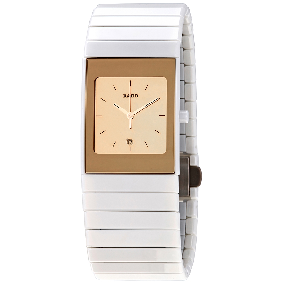 Rado Ceramica Quartz Gold Dial Ladies Watch R21984252 7612819045610 ...