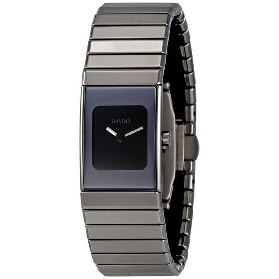 Rado Ceramica Small Black Dial Platinum Tone Ceramic Ladies Watch ...
