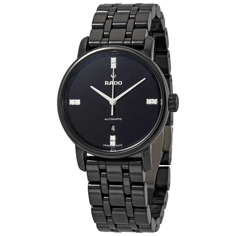 Rado DiaMaster Automatic Diamond Black Dial Ladies Watch R14043717 ...