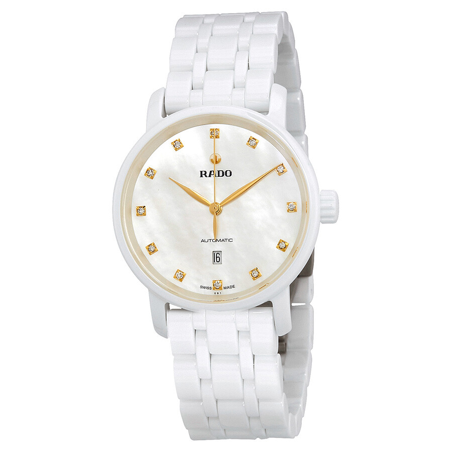 Rado DiaMaster Mother Of Pearl Dial Automatic Ladies Ceramic Watch ...