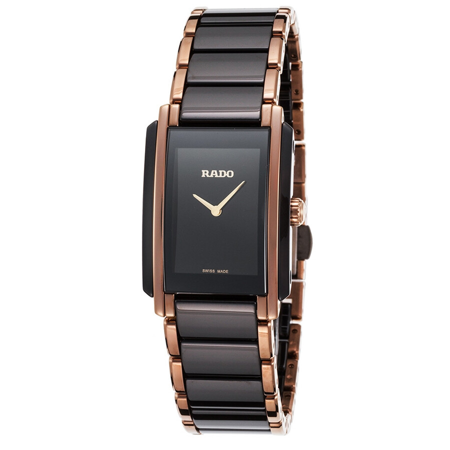 Rado Integral Quartz Black Dial Two-tone Ceramic/Stainless Steel Ladies ...
