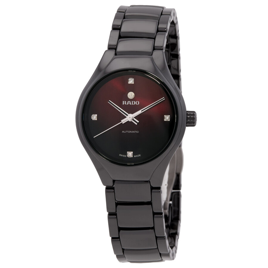 Rado True Round Automatic Diamond Red Dial Ladies Watch R27242742 ...