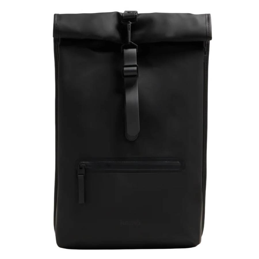 Rains Black Waterproof Rolltop Rucksack 13320-BLACK 5711747561048 ...