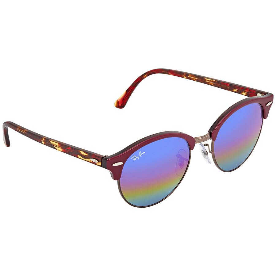 Ray-Ban Clubround Blue Rainbow Flash Round Sunglasses RB4246 222C2E 51 ...