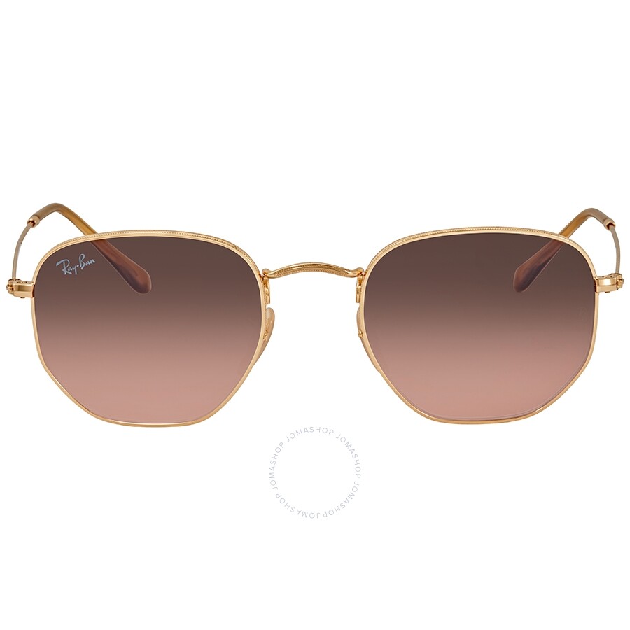 Ray Ban Hexagonal Flat Lenses Brown Gradient Aviator Sunglasses RB3548N ...