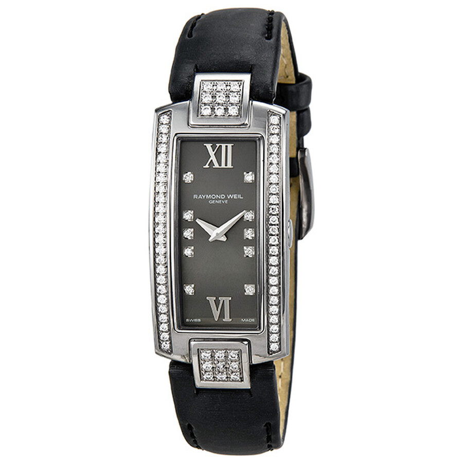 Raymond Weil Shine Diamond Grey Dial Stainless Steel Black Satin Ladies ...
