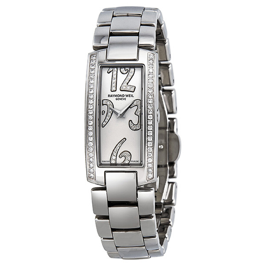 Raymond Weil Shine Diamond White Dial Stainless Steel with Brown Strap ...