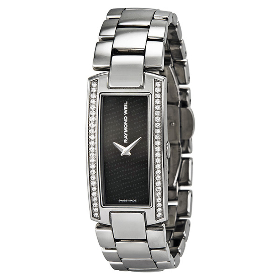 Raymond Weil Shine Diamonds Black Dial Stainless Steel Ladies Watch ...