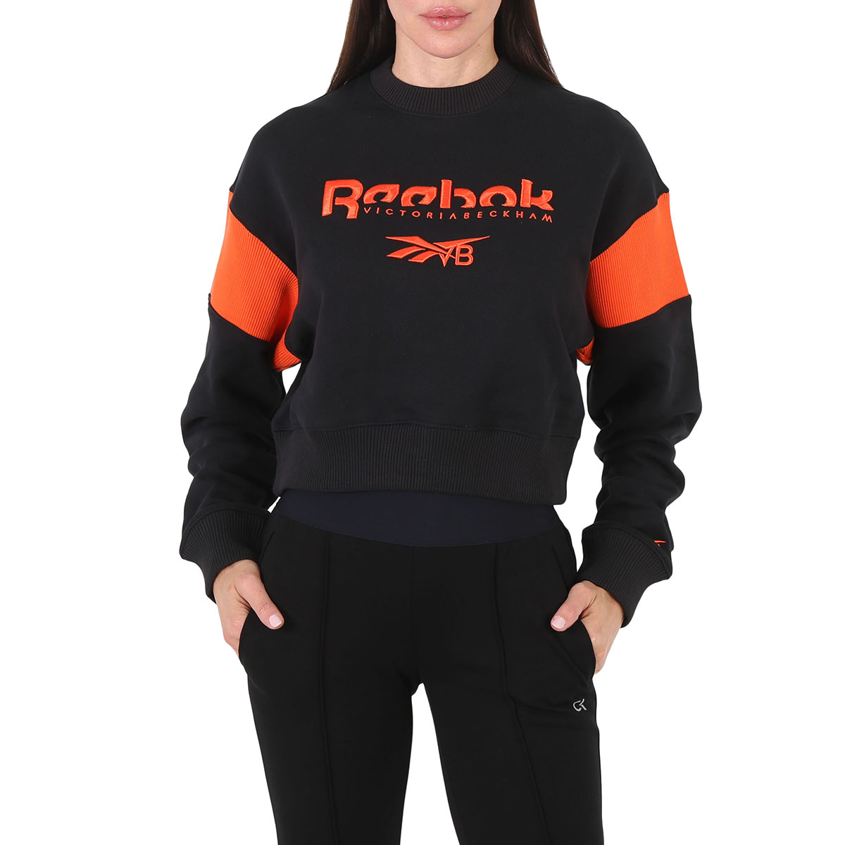 Reebok Colorblock Graphic Logo Sweatshirt, Size Medium HG4807-BLACK ...