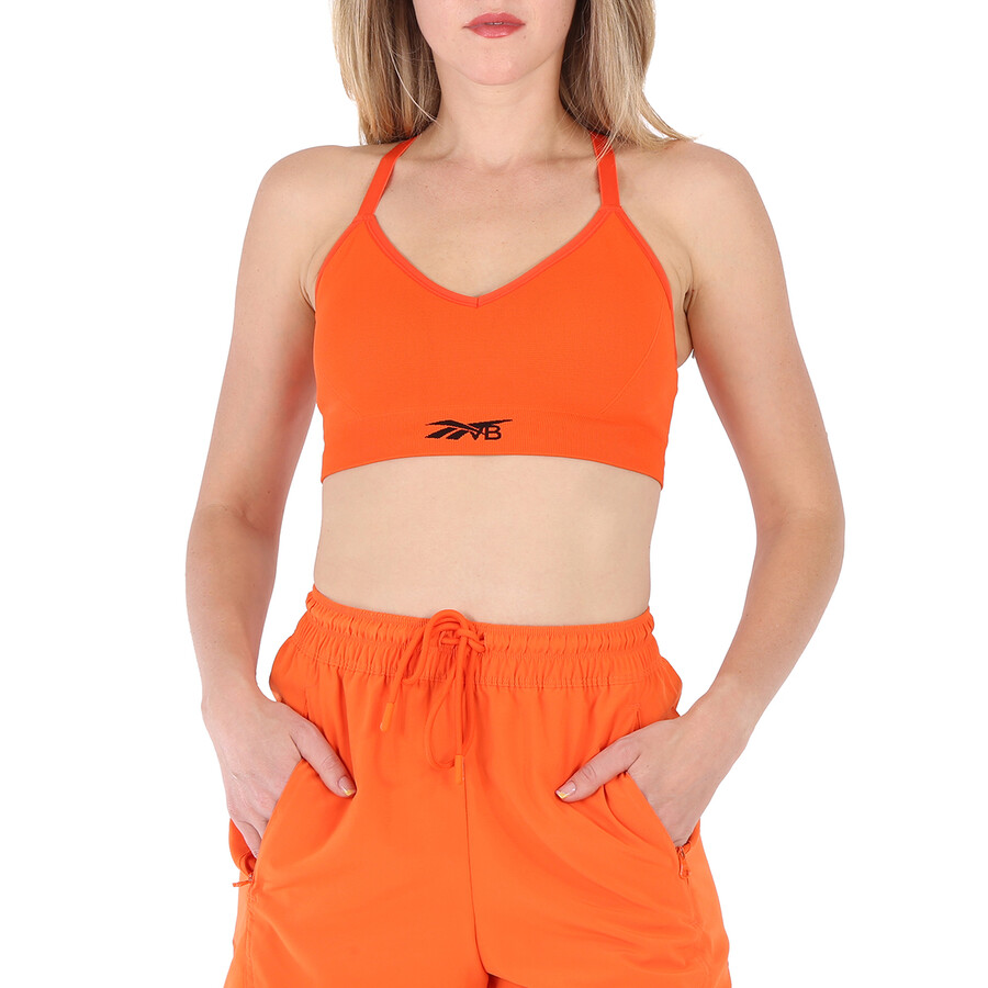 Reebok Ladies Ultima Orange Seamless Sports Bra, Size Small HS9958 ...