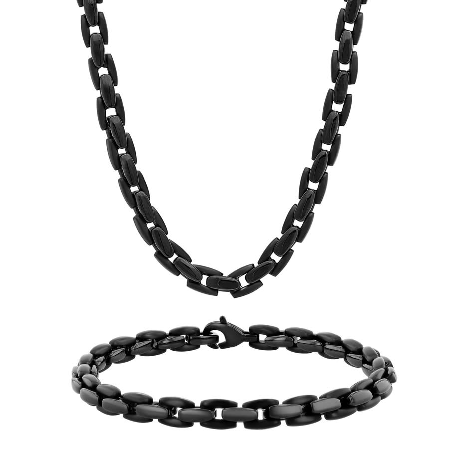 Robert Alton Black Stainless Steel Chain Jewelry Set for Men TS11057-58 ...