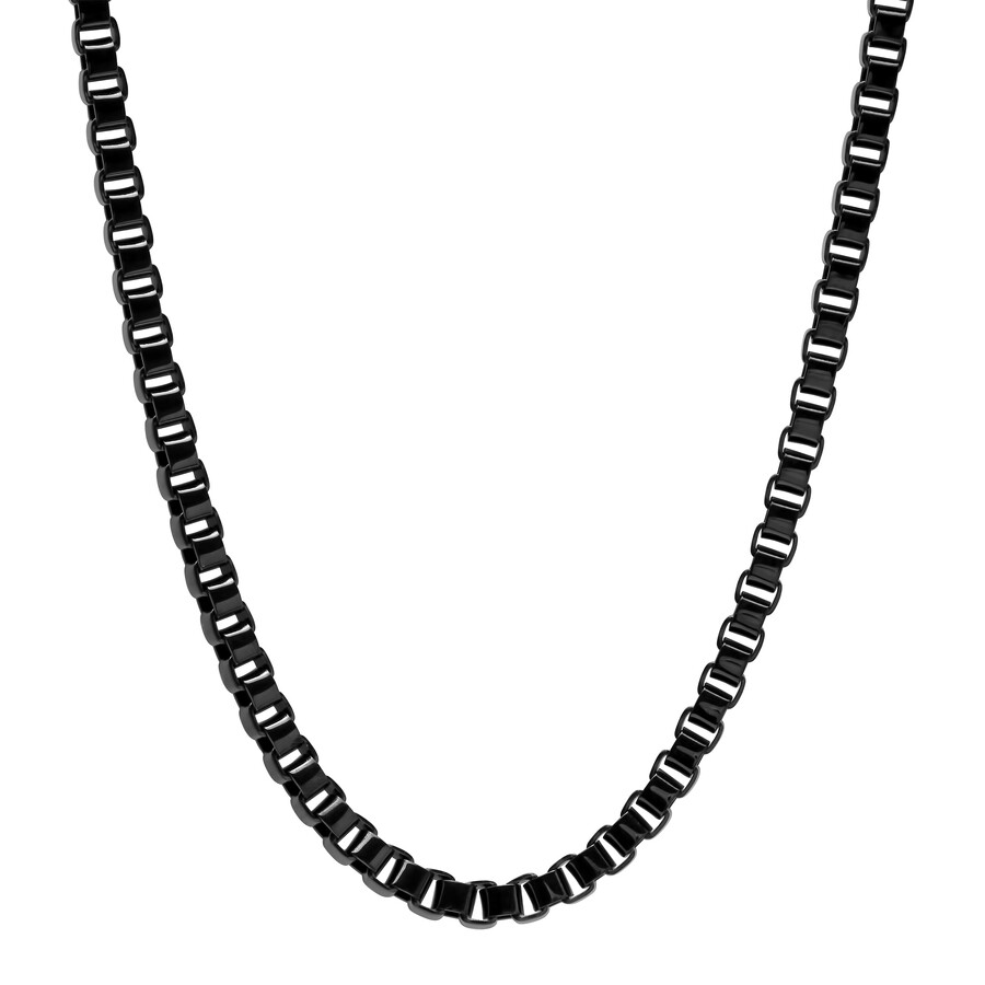 Robert Alton Men's Black Box Chain Stainless Steel Necklace TS15299 ...
