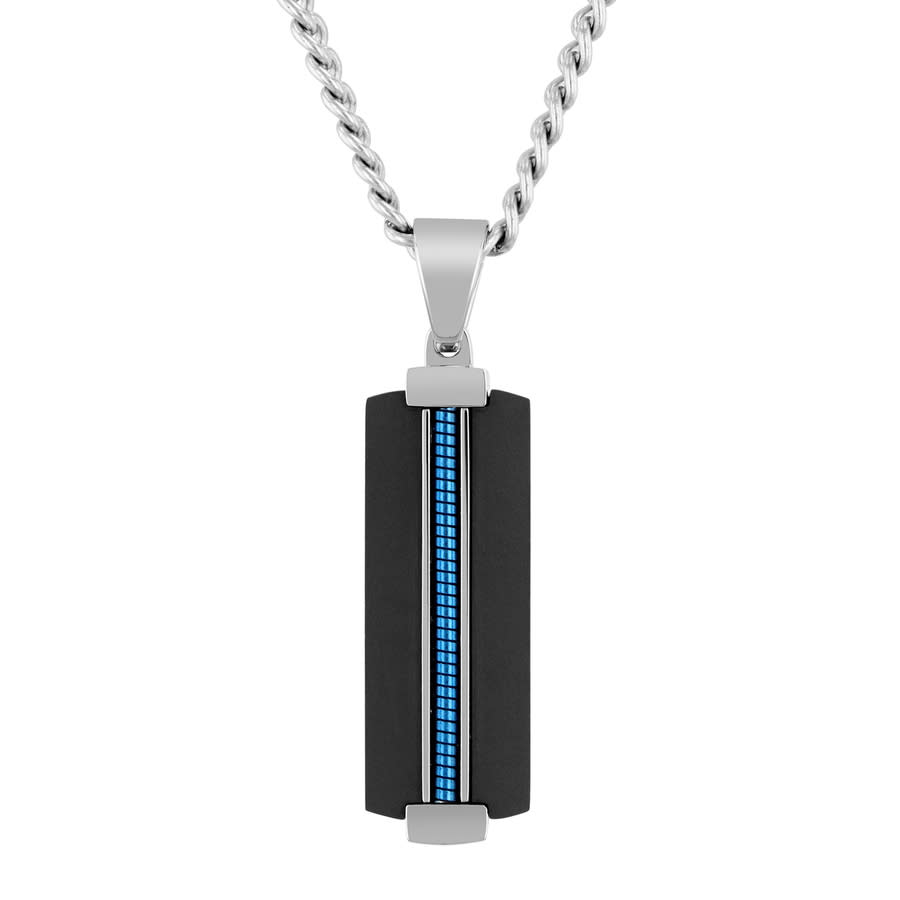 Robert Alton Men's Stainless Steel Braided Black and Blue Dog Tag ...