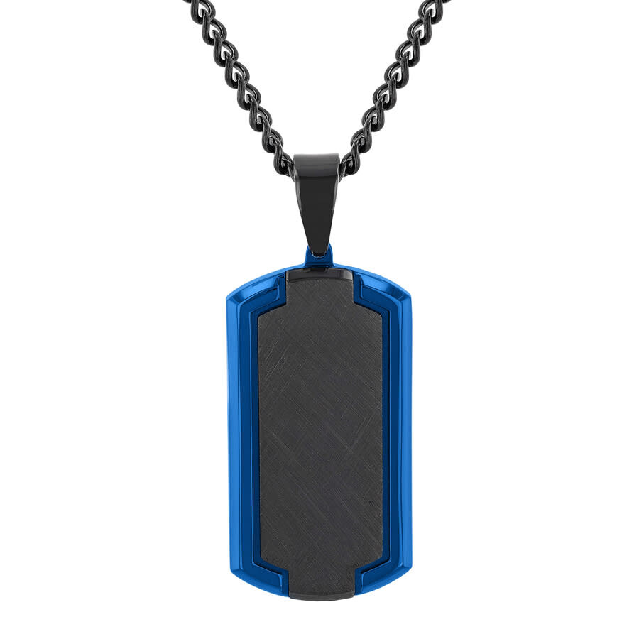 Robert Alton Stainless Steel Satin Finish Black and Blue Men's Dog Tag ...